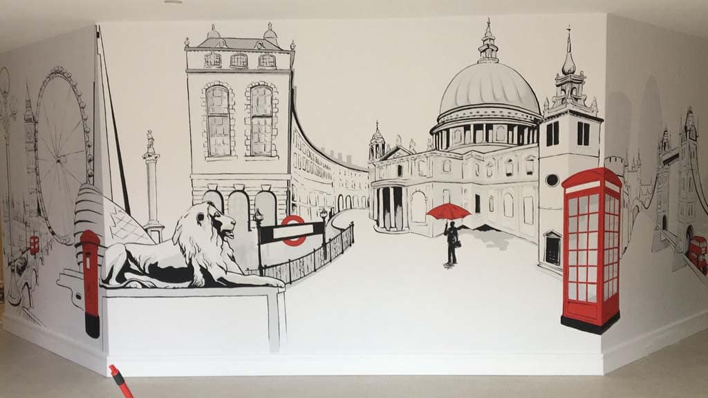 Feature wall murals hand painted art for any room in your home